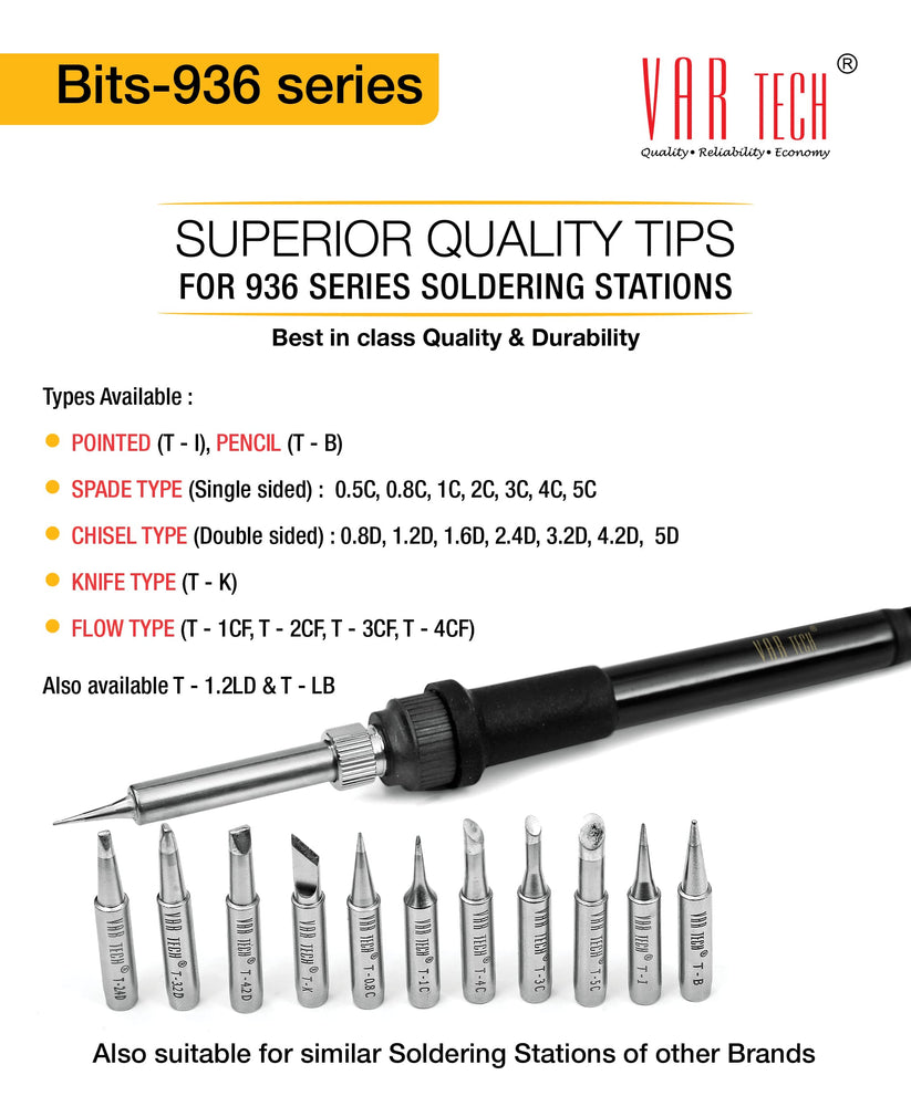 Soldering station bits - Pack of 1 (T-I Type, Pointed Tip) – V A R TECH