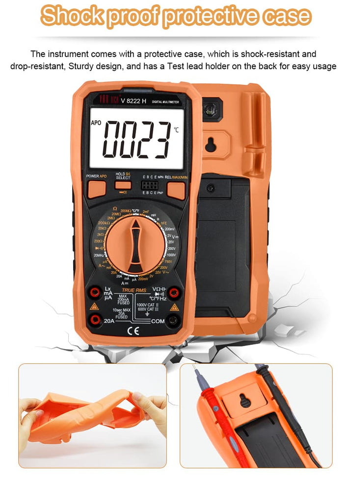 V 8222 H LCR Meter Digital multimeter True RMS 1000V DC 750V AC 20A DC ...