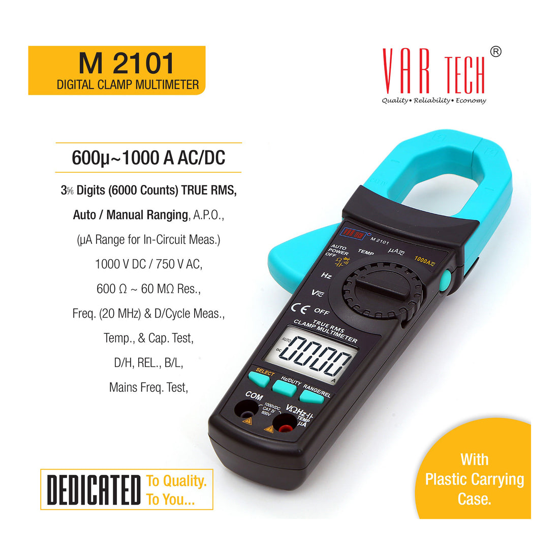M 2101 Digital Clamp meter 1000 A AC DC – V A R TECH